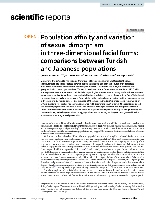 (PDF) Population affinity and variation of sexual dimorphism in three ...