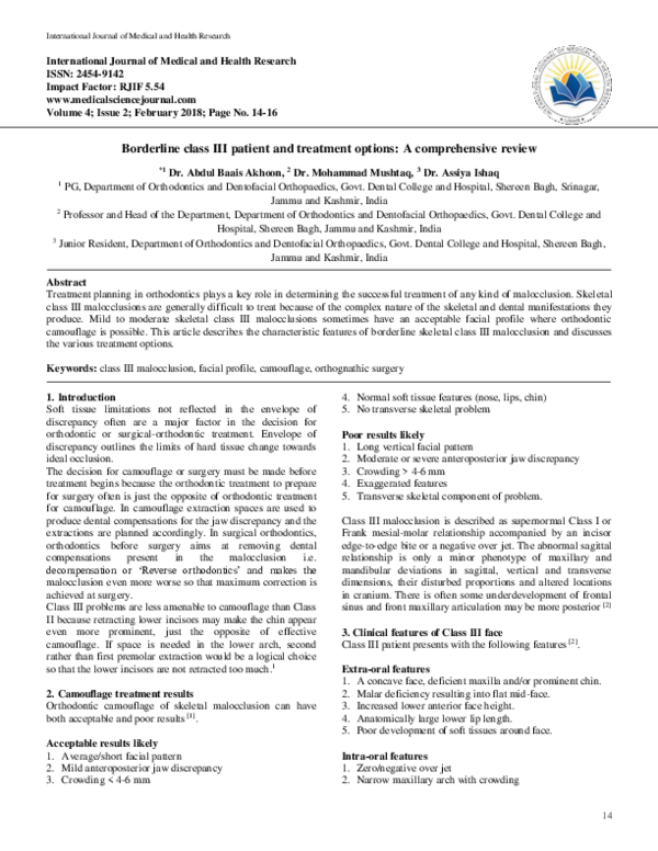 (PDF) Borderline class III patient and treatment options: A ...