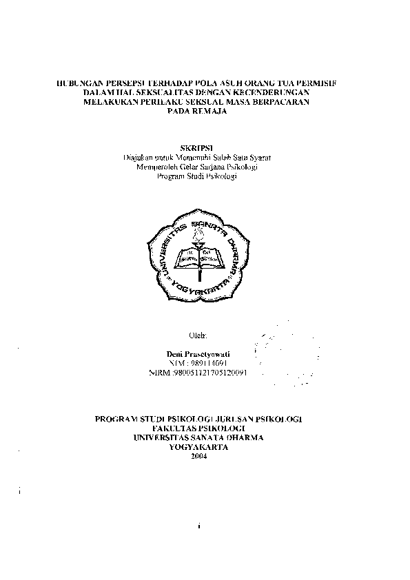 (PDF) Hubungan persepsi terhadap pola asuh orang tua permisif dalam hal ...