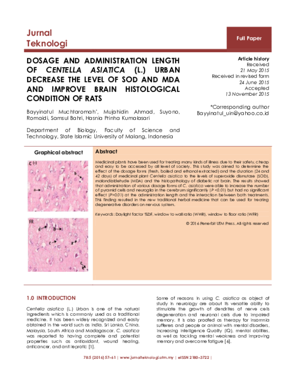 (PDF) Dosage and administration length of (L) urban decrease the level ...
