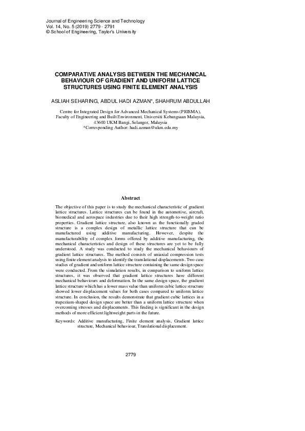 (PDF) Comparative analysis between the mechanical behaviour of gradient ...