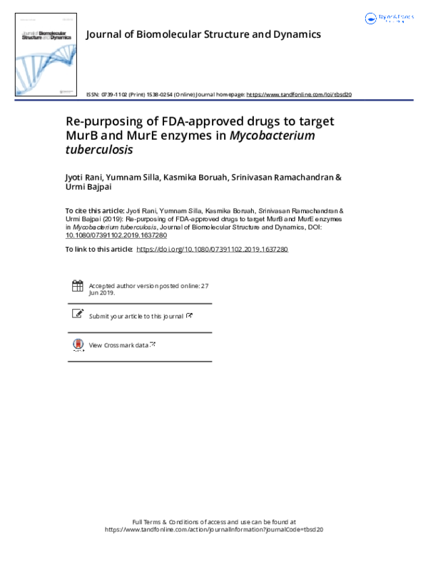 (PDF) Repurposing of FDA-approved drugs to target MurB and MurE enzymes ...