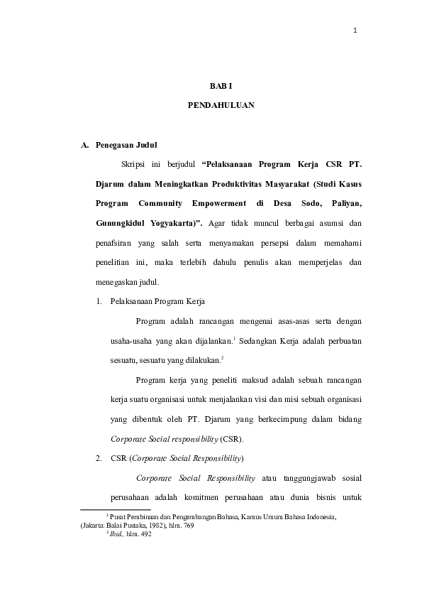 (DOC) Pelaksanaan Program Kerja CSR PT Djarum dalam Meningkatkan ...