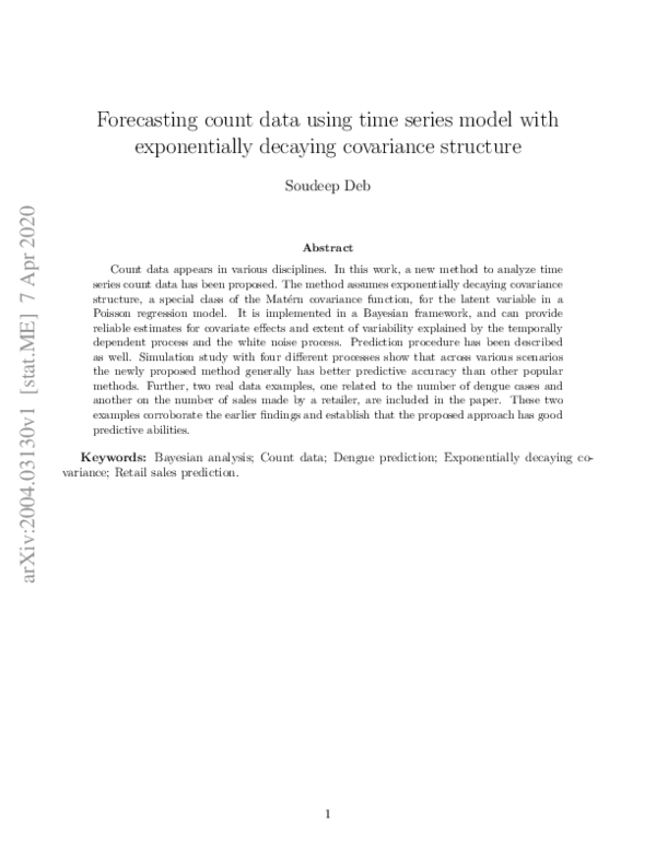 (PDF) Forecasting count data using time series model with exponentially decaying covariance ...