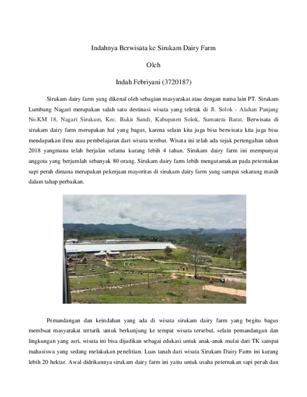 (PDF) Wisata Edukasi Sirukam Dairy Farm | Indah Febriyani - Academia.edu