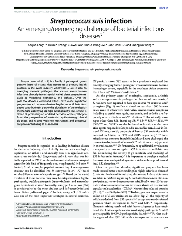 (PDF) Streptococcus suis infection: an emerging/reemerging challenge of ...