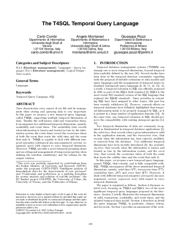 (PDF) The t4sql temporal query language
