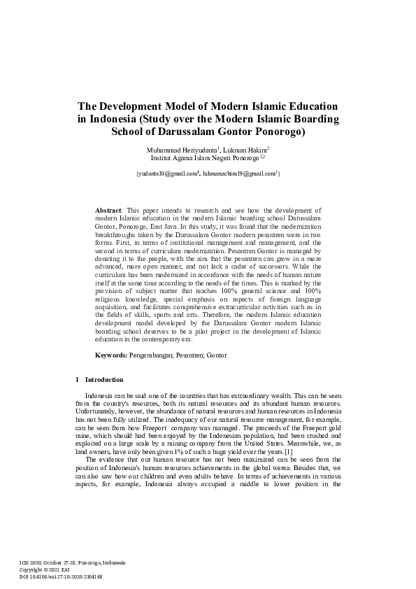 (PDF) The Development Model of Modern Islamic Education in Indonesia ...