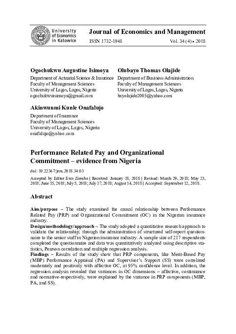 (PDF) Performance Related Pay and OrganizationalCommitment – evidence ...