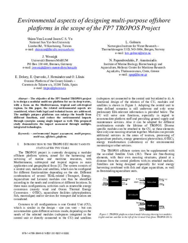 (PDF) Environmental aspects of designing multi-purpose offshore ...