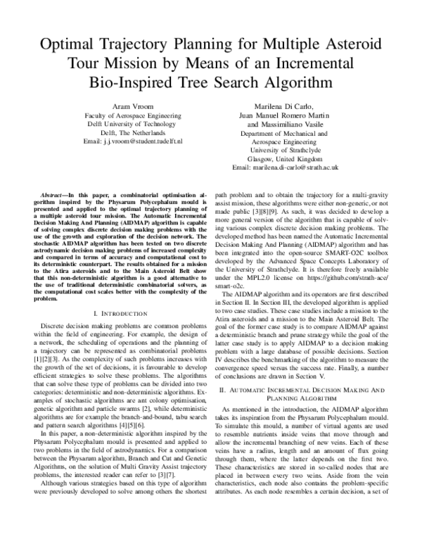 (PDF) Optimal trajectory planning for multiple asteroid tour mission by means of an incremental ...