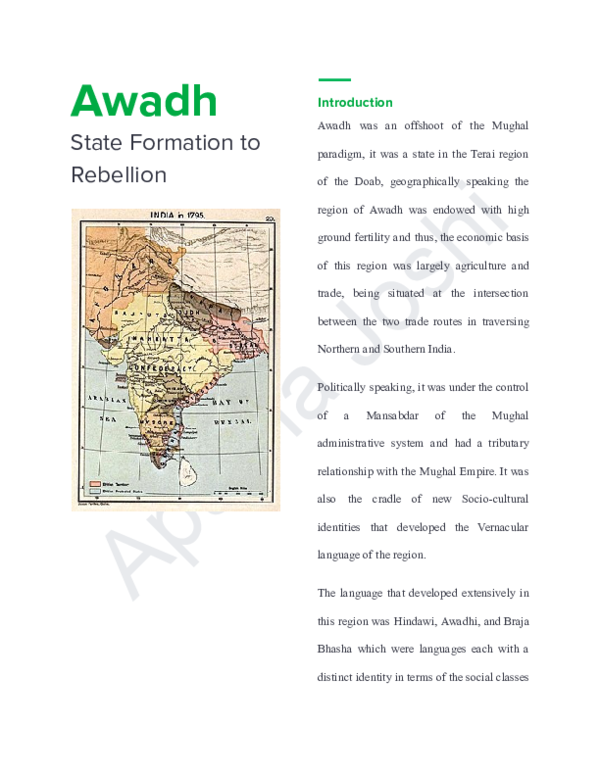 (PDF) Awadh State Formation