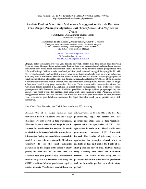 (PDF) Analisis Prediksi Masa Studi Mahasiswa Menggunakan Metode ...