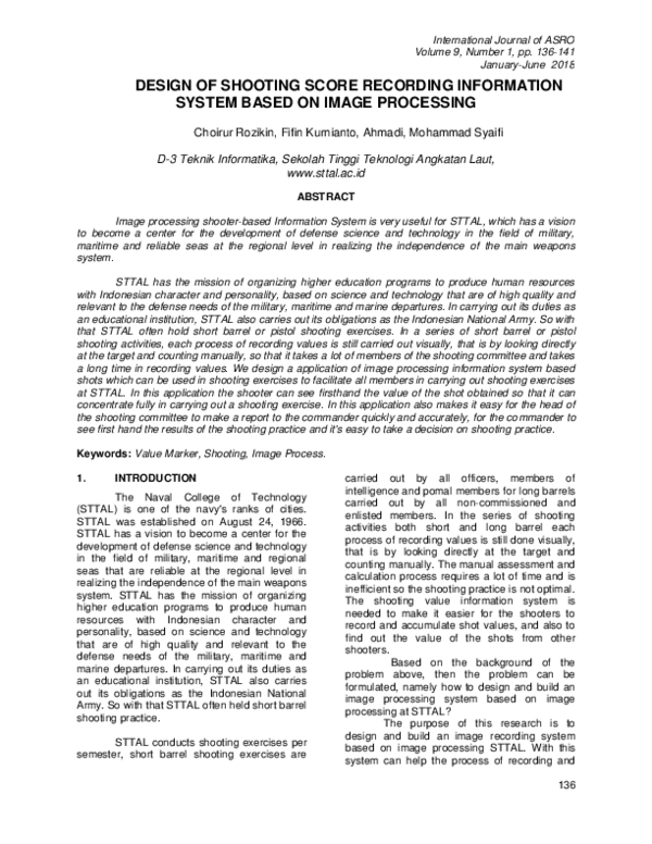 (PDF) Design of Shooting Score Recording Information System Based on Image Processing