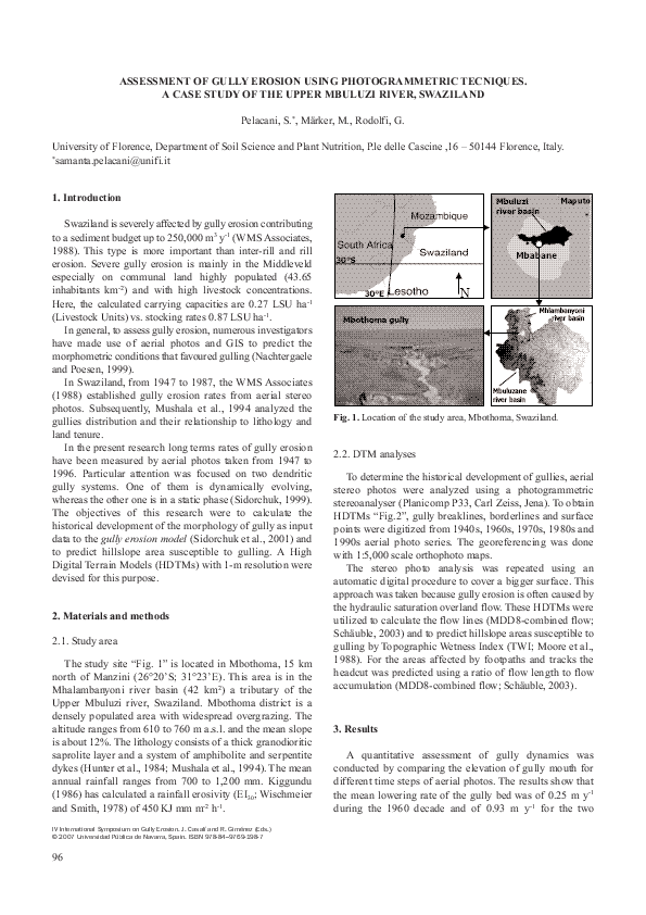 (PDF) Assessment of gully erosion using photogrammetric tecniques: a ...