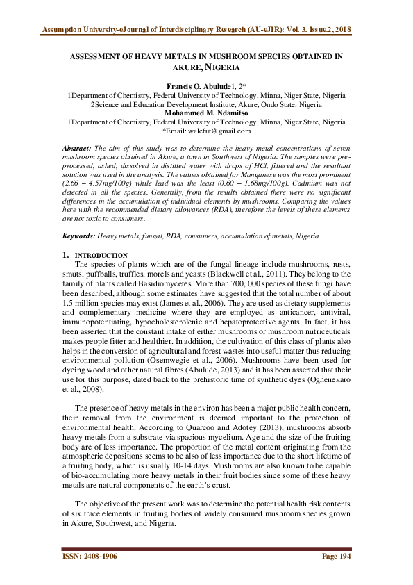 (PDF) Assumption University-eJournal of Interdisciplinary Research (AU ...