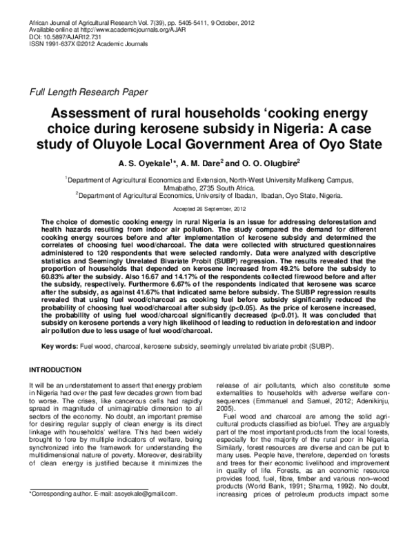 (PDF) study of Oluyole Local Government Area of Oyo State