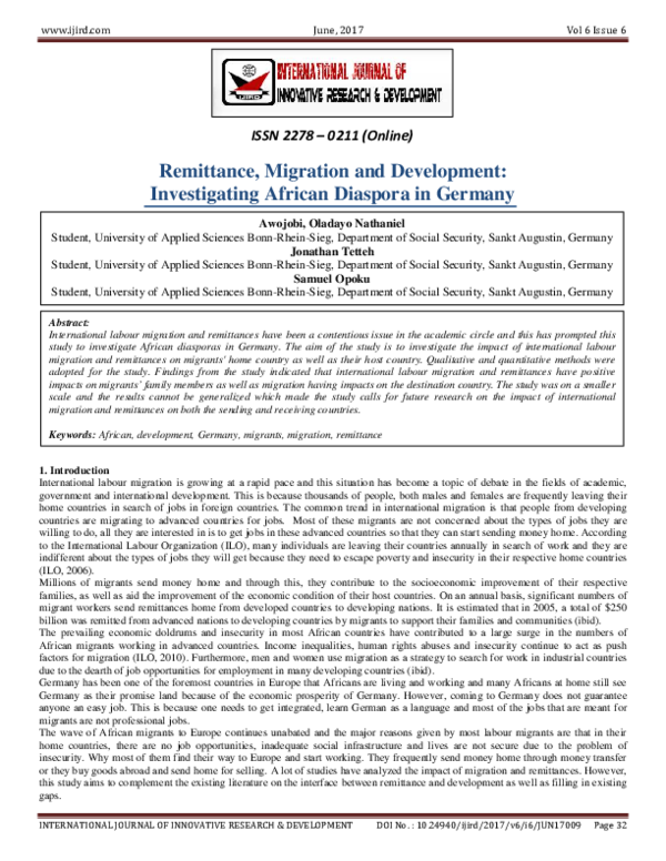(PDF) Remittance, Migration and Development: Investigating African ...