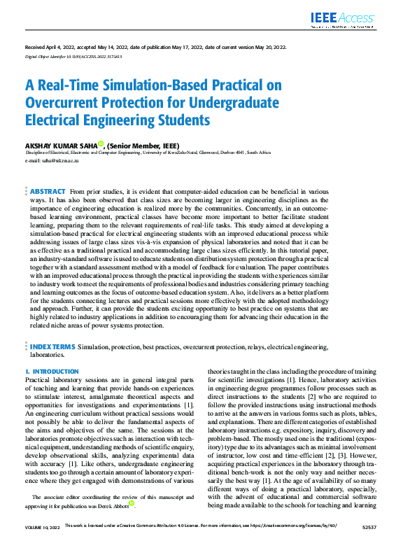 (PDF) A Real-Time Simulation-Based Practical on Overcurrent Protection ...