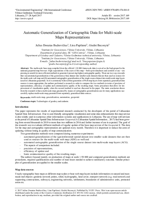 (PDF) Automatic Generalization of Cartographic Data for Multi-Scale Maps Representations
