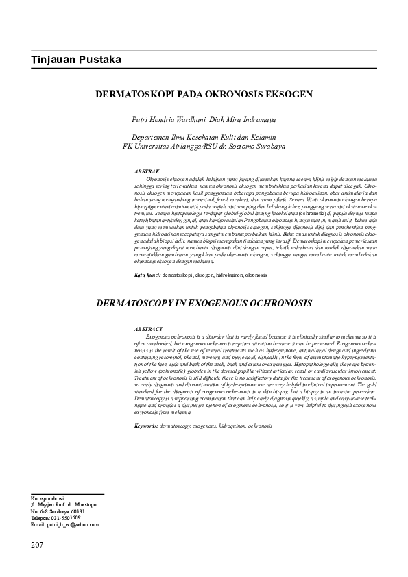 (PDF) Dermatoskopi Pada Okronosis Eksogen