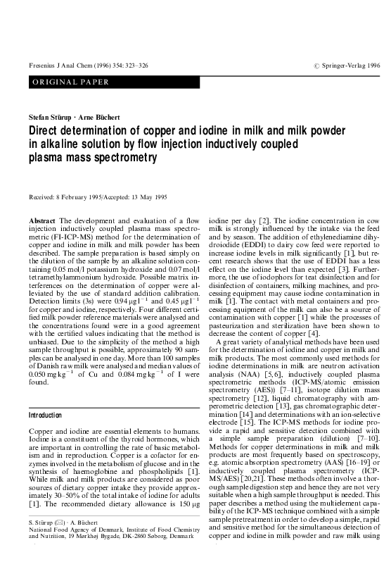 (PDF) Direct determination of copper and iodine in milk and milk powder ...