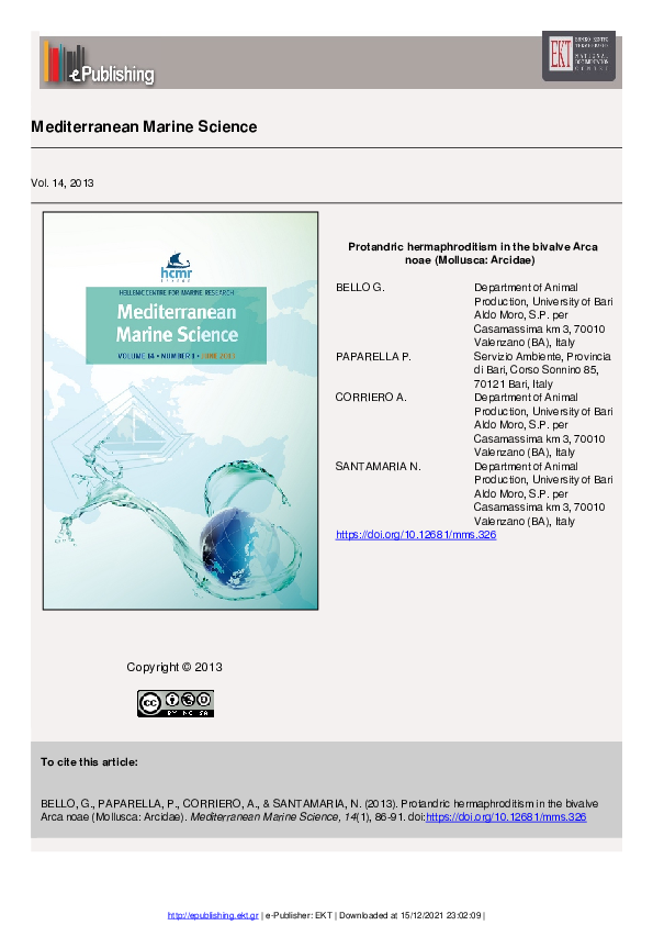 (PDF) Protandric hermaphroditism in the bivalve Arca noae (Mollusca: Arcidae)