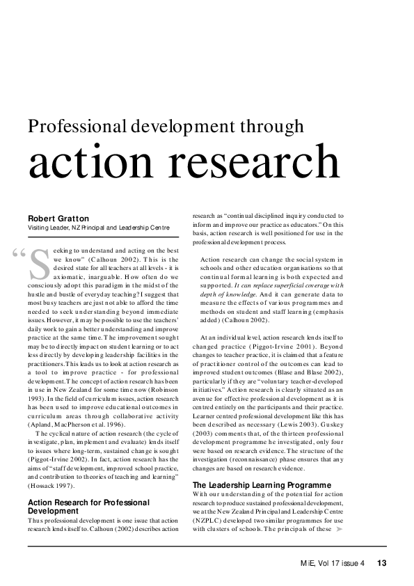 (PDF) Professional development through action research in educational ...
