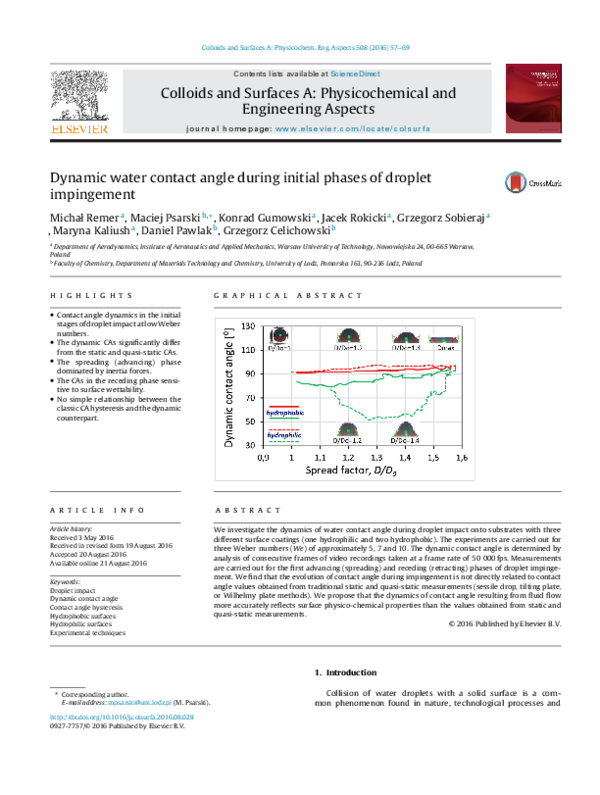 (PDF) Dynamic water contact angle during initial phases of droplet ...