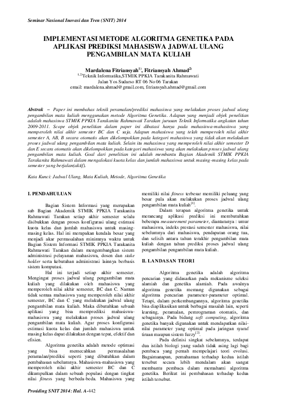 (PDF) Implementasi Metode Algoritma Genetika Pada Aplikasi Prediksi ...