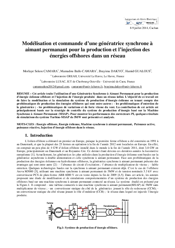 (PDF) Modélisation et commande d'une génératrice synchrone à aimant ...