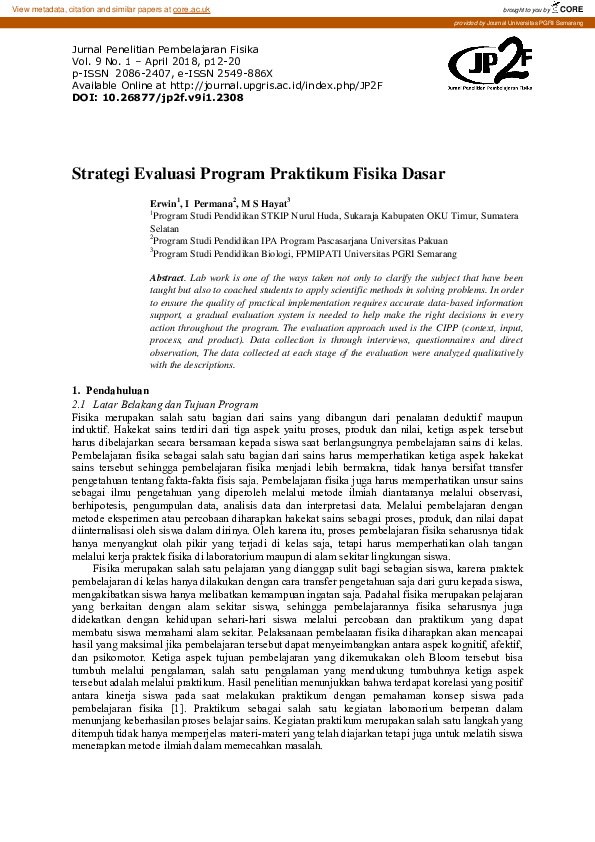 (PDF) Strategi Evaluasi Program Praktikum Fisika Dasar