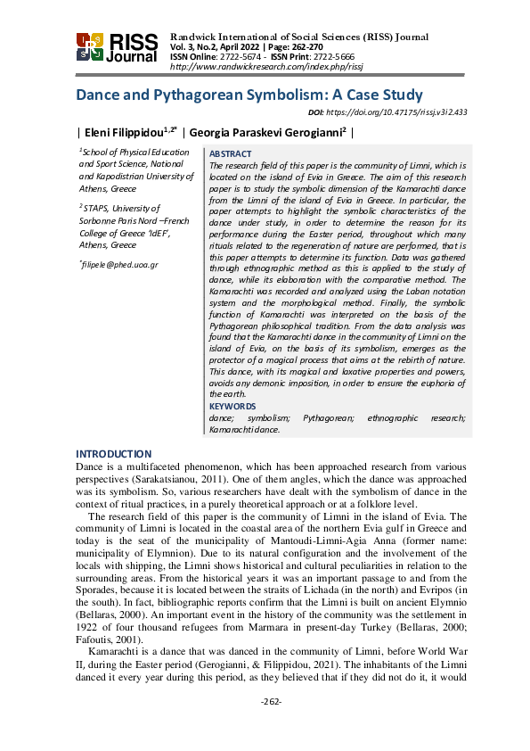 (PDF) Dance and Pythagorean Symbolism: A Case Study