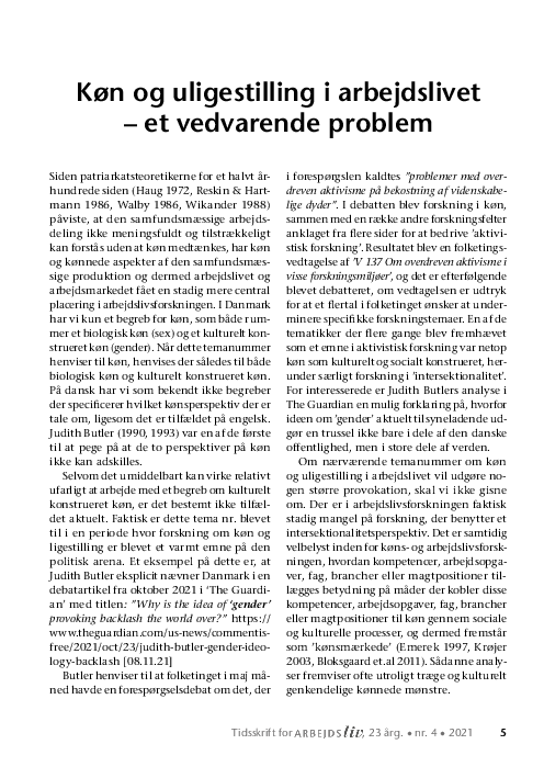 (PDF) Køn og uligestilling i arbejdslivet – et vedvarende problem
