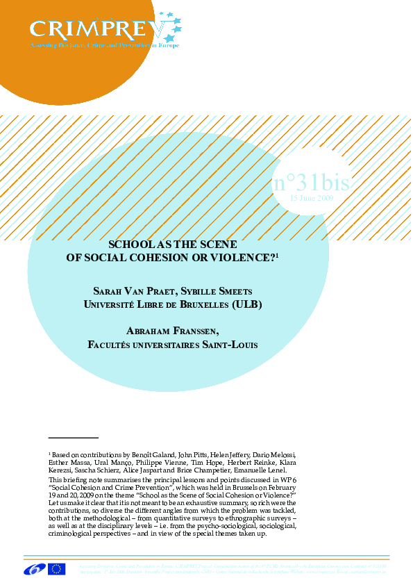 (PDF) School as the scene of social cohesion or violence | Sarah Van ...