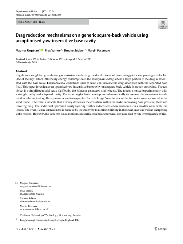 (PDF) Drag reduction mechanisms on a generic square-back vehicle using ...