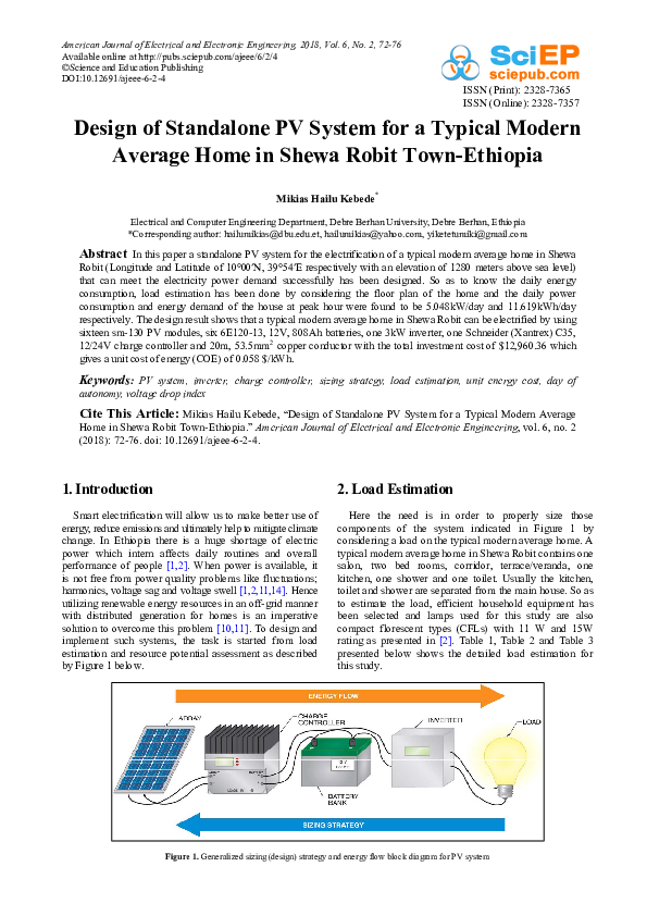(PDF) Design of Standalone PV System for a Typical Modern Average Home ...