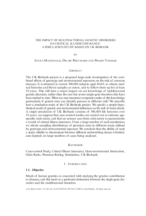 Pdf The Impact Of Multifactorial Genetic Disorders On Critical