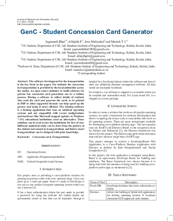 (PDF) GenC - Student Concession Card Generator