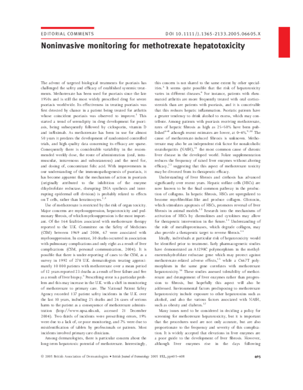 (PDF) Noninvasive monitoring for methotrexate hepatotoxicity