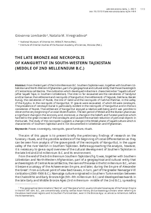 (PDF) The Late Bronze Age necropolis of Kangurtutt in South-Western ...