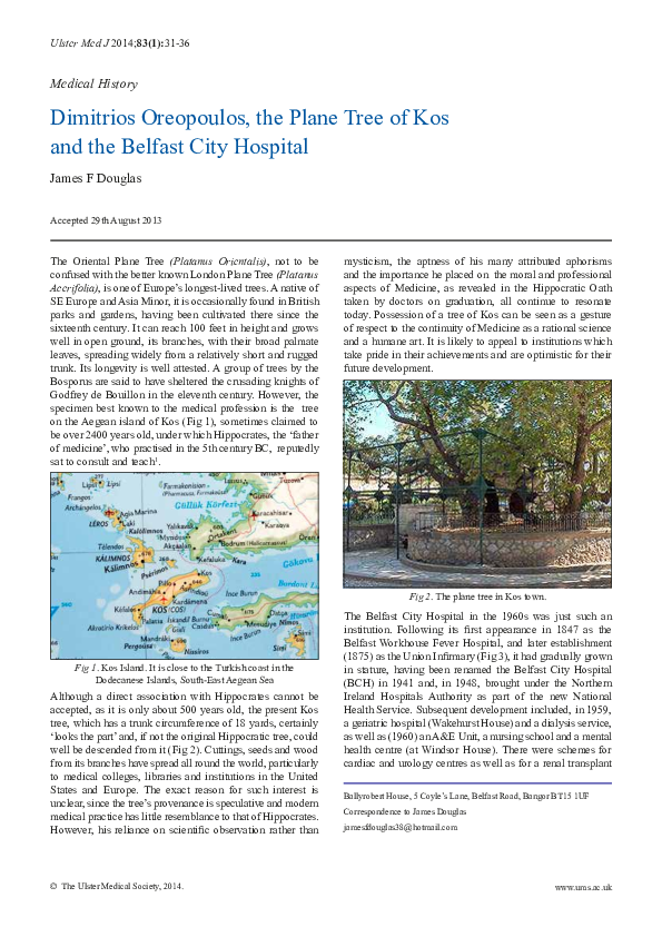(PDF) Dimitrios Oreopoulos, the plane tree of Kos and the Belfast City ...