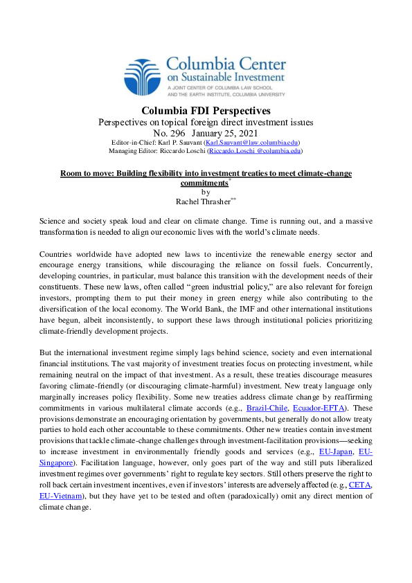 (PDF) Room to move: Building flexibility into investment treaties to ...