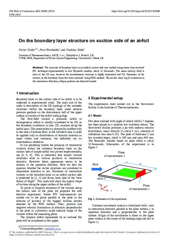 (PDF) On the boundary layer structure on suction side of an airfoil
