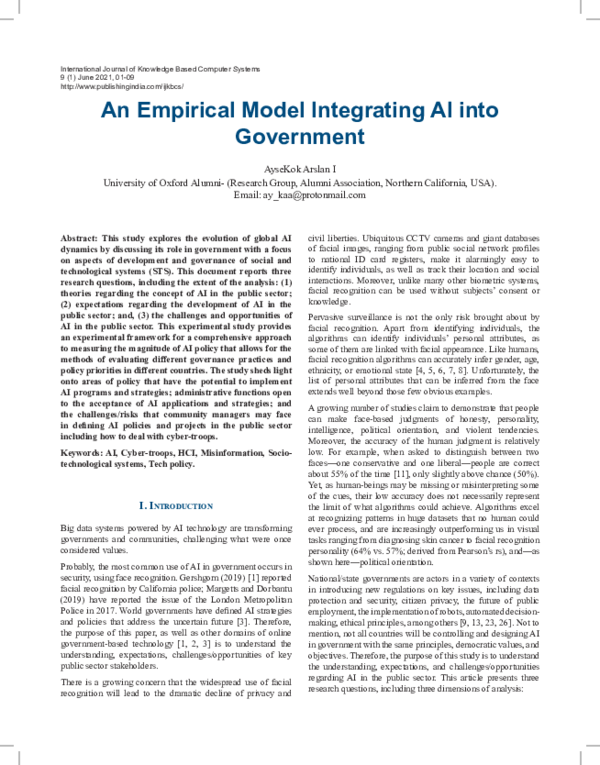 (PDF) An Empirical Model Integrating AI into Government