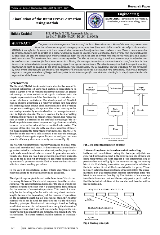 (PDF) Simulation of the Burst Error Correction using Matlab