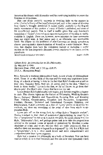 (PDF) Gilbert Ryle: An Introduction to His Philosophy