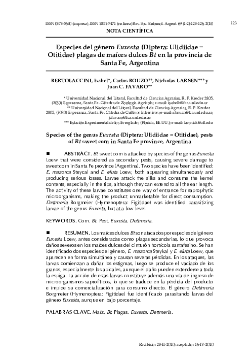 (PDF) Especies del género Euxesta Loew (Diptera: Ulidiidae (= Otitidae ...
