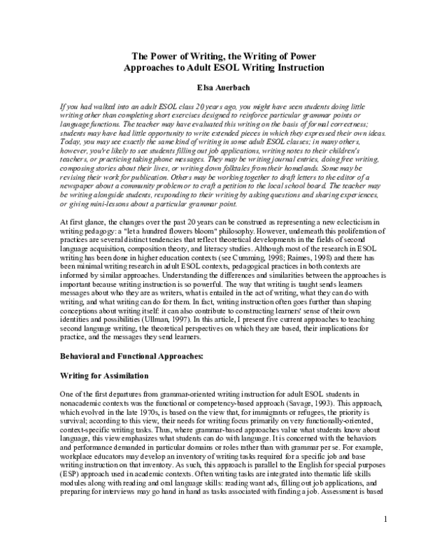 (PDF) The Power of Writing, the Writing of Power Approaches to Adult ...