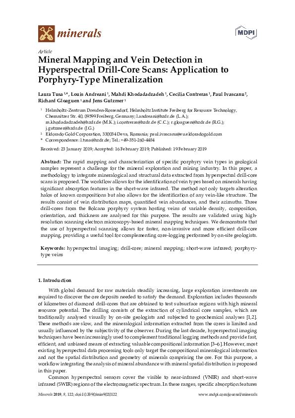 (PDF) Mineral Mapping and Vein Detection in Hyperspectral Drill-Core Scans: Application to ...